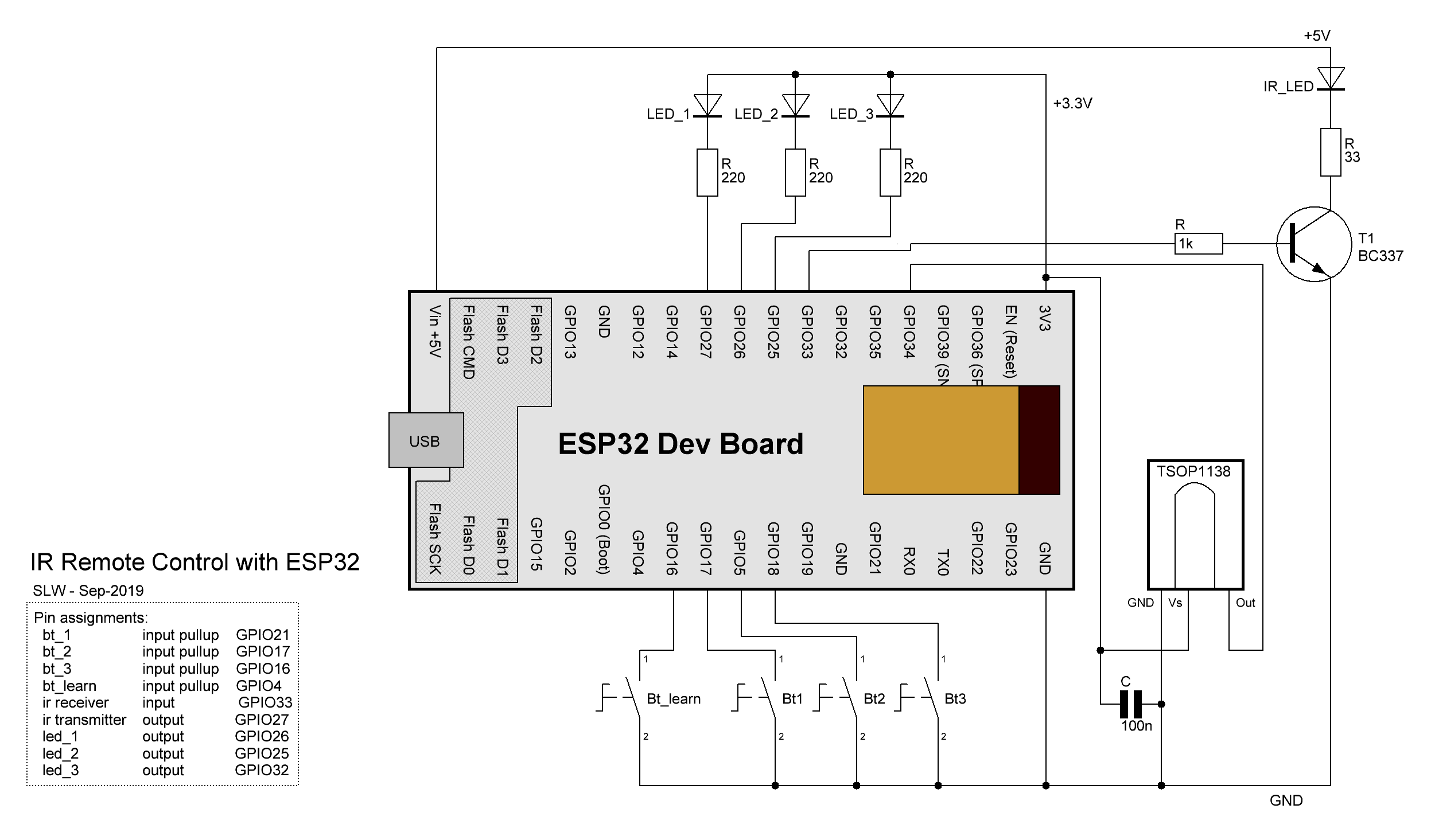Lernende Infrarot-Fernbedienung mit ESP32 – Elektronik-Labor